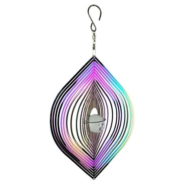 Wind & Weather Hanging Iridescent Metal Spiral Wind Spinner with Clear ...