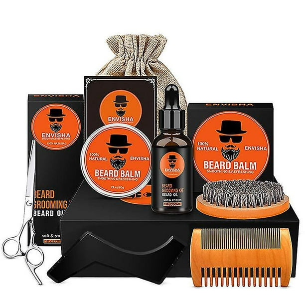 Envisha Men # 39; s Beard Care Set Box Beard Set Beard Cream Beard Oil Set de 7 piezas, 11 Feliz ...