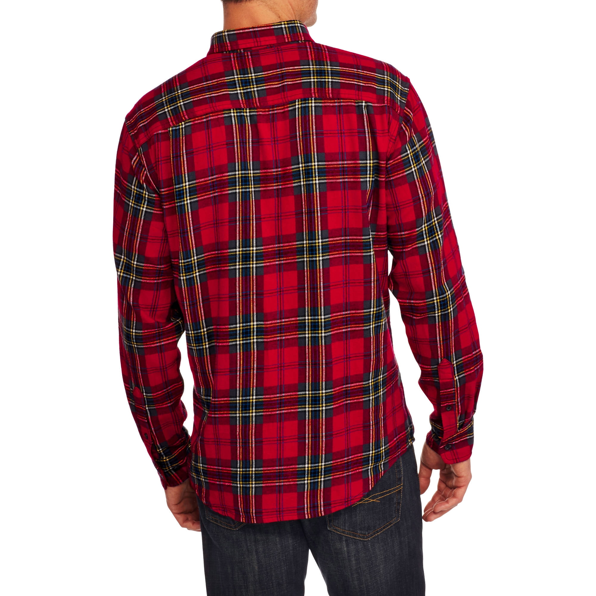 Faded Glory Mens Long Sleeve Polo Flannel Shirt S M L Xl Multiple