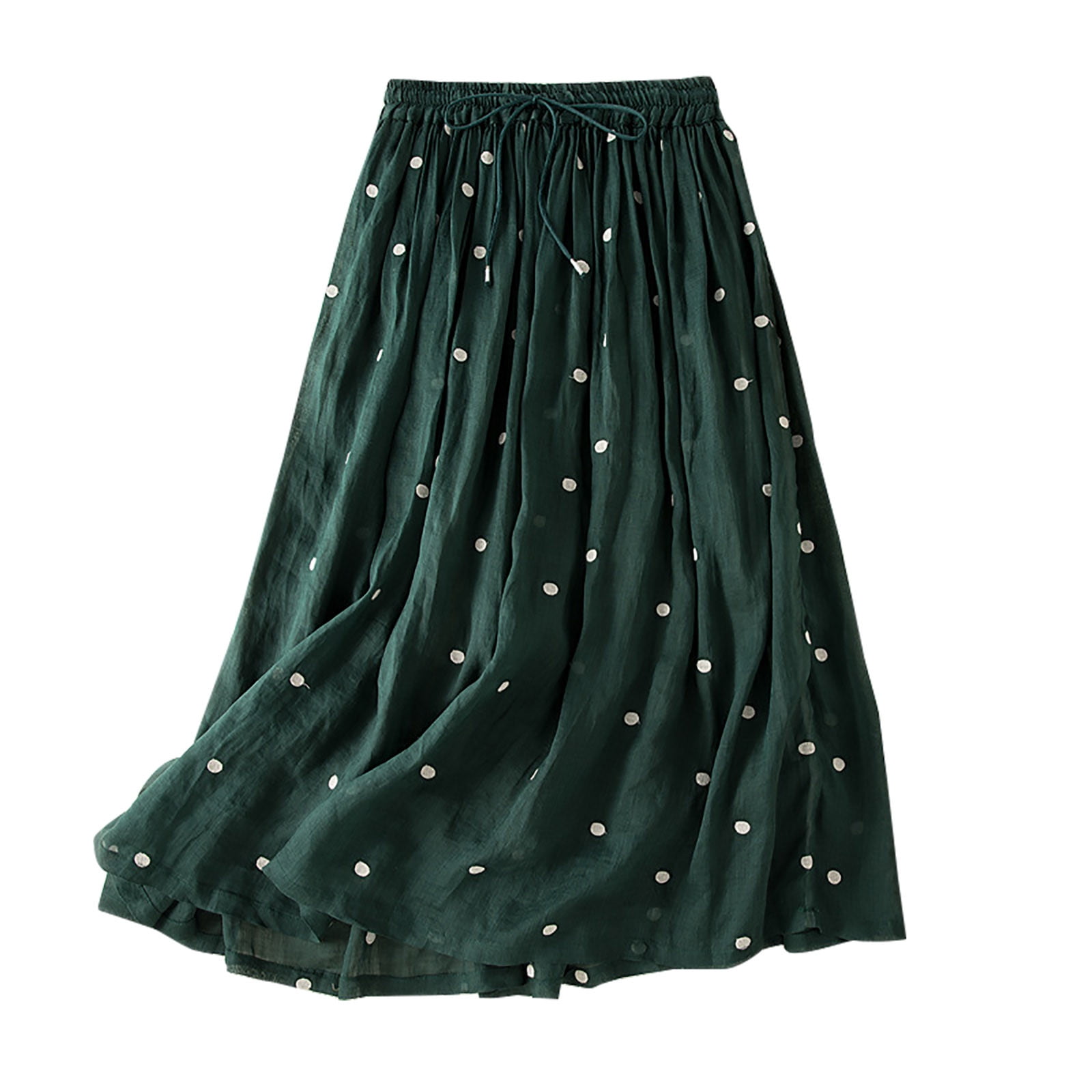qolati Women Cotton Linen Long Skirts Summer Beach Pleated A-Line ...