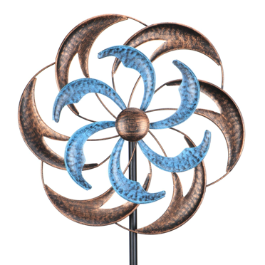 Kinetic Metal Brown Owl Yard Stake Rocking Wind Spinner Whirly-Gig ...