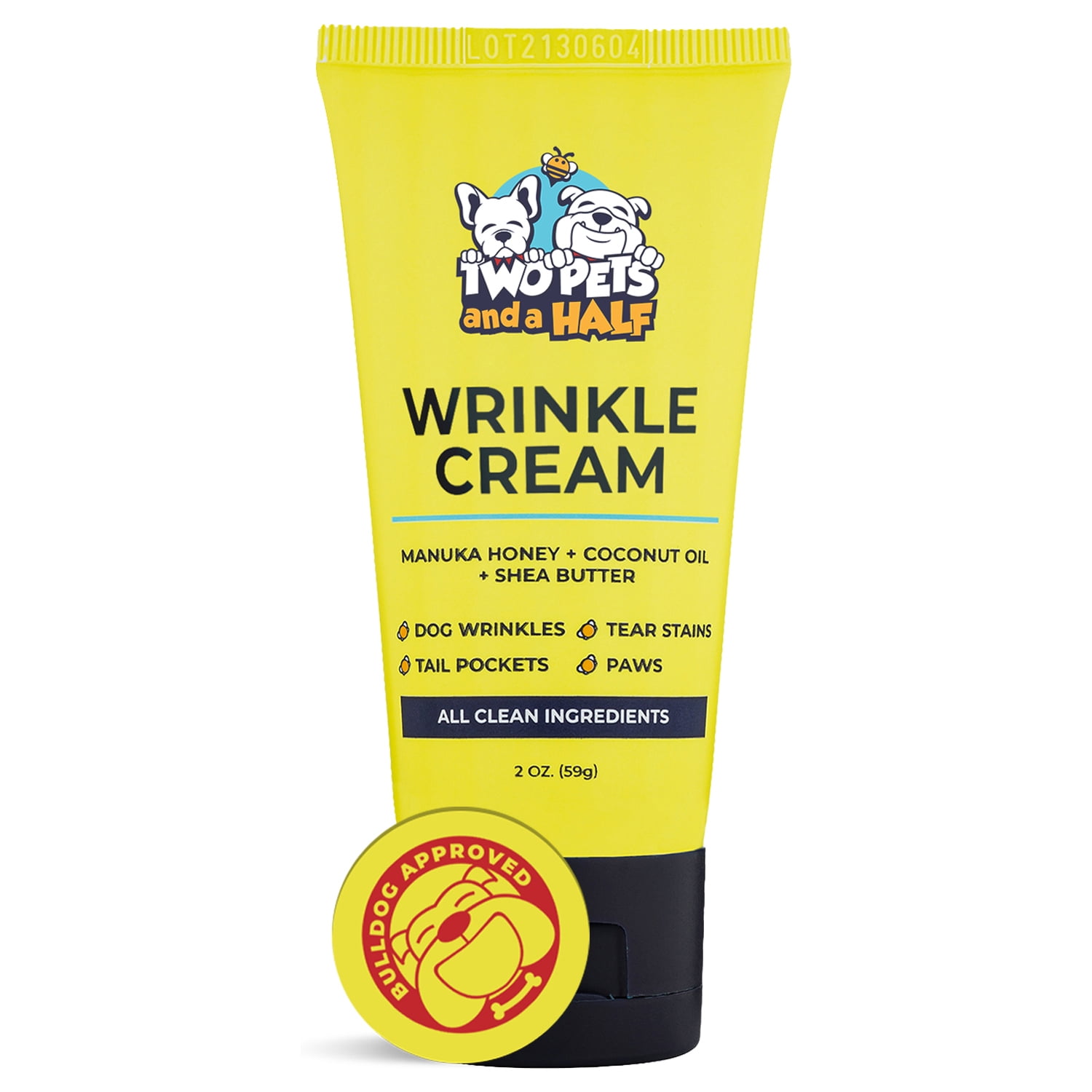 Two Pets and a Half Wrinkle Paste for Bulldogs 2Oz-Cleans Wrinkles,Tear ...