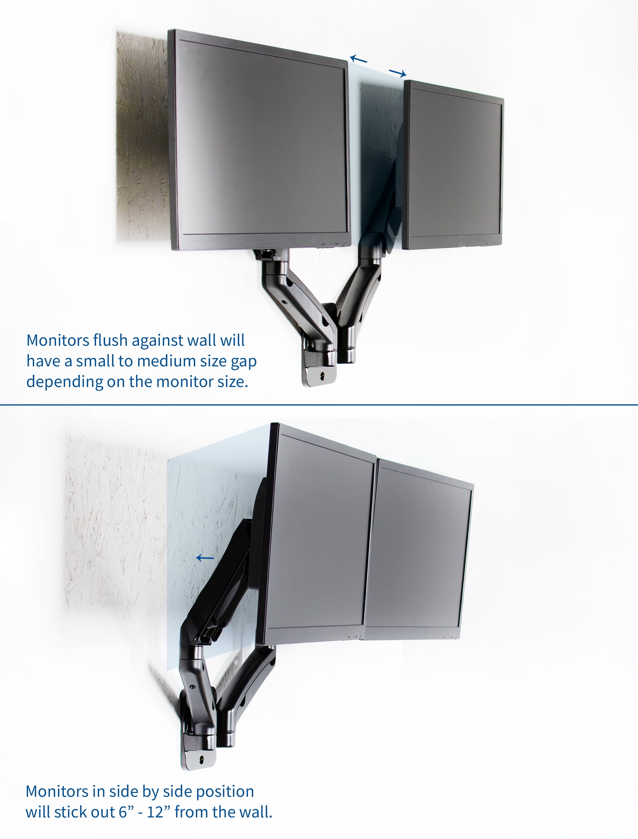 VIVO Articulating Dual 17 to 27 inch Pneumatic Spring Arm Clamp-on Desk ...