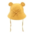 Baby Solid Color Bucket Hat, Cute Bear Ear Cotton Sun Hat with Chin ...