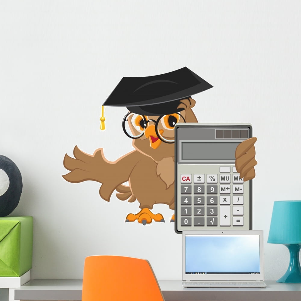 Owl Teacher Holding Calculator Wall Mural Decal Sticker, Wallmonkeys ...