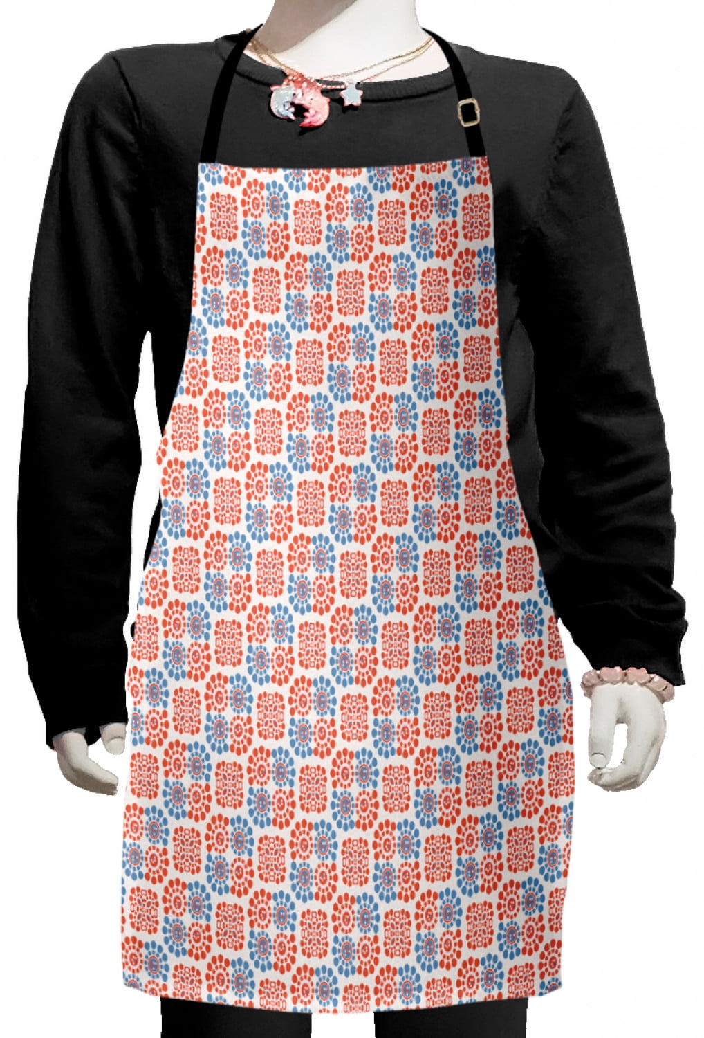 Boho Kids Apron, Abstract Bicolour Style Motif Repetitive Rounds ...