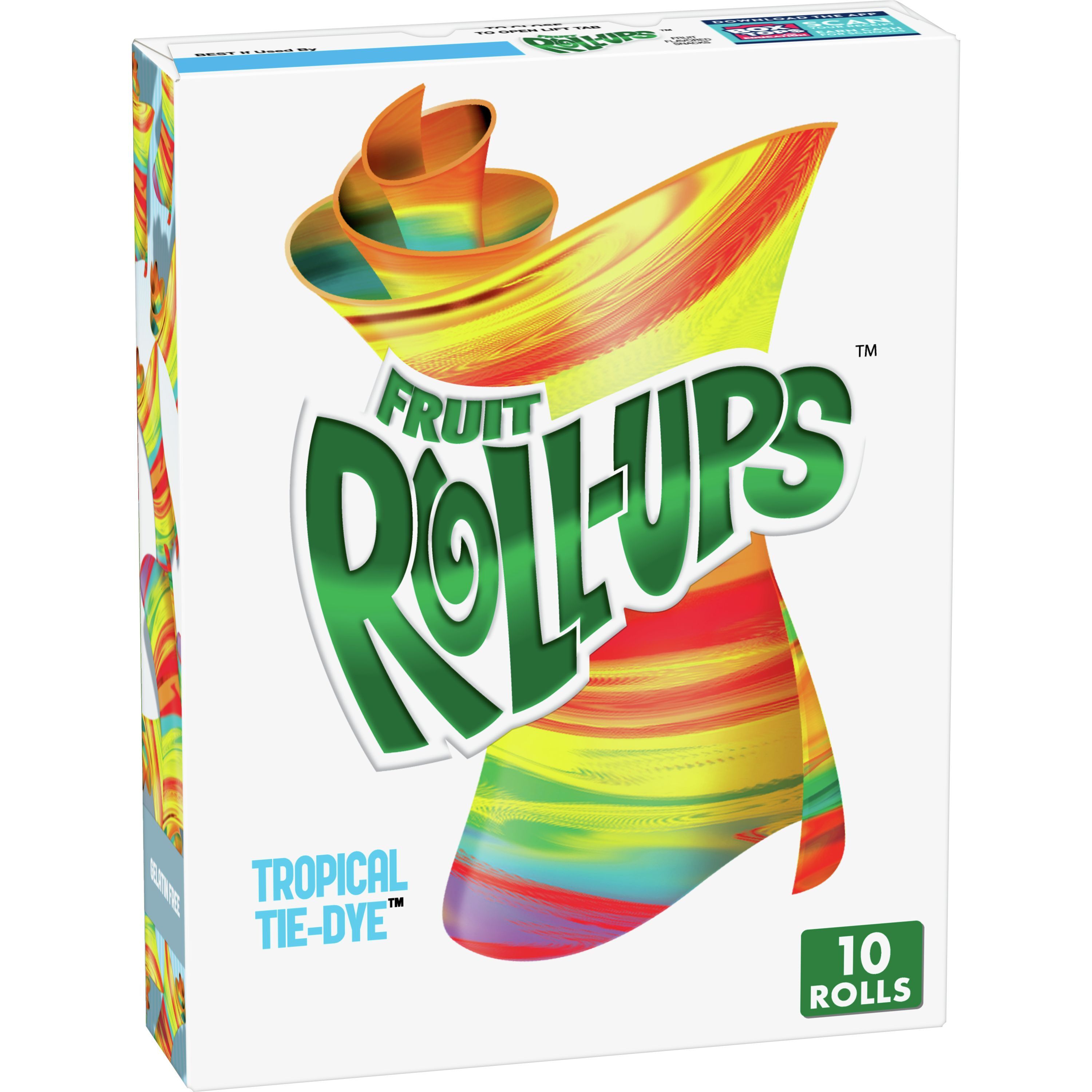 Fruit Roll-Ups Fruit Flavored Snacks, Tropical Tie-Die, 0.5 oz, 10 ct ...