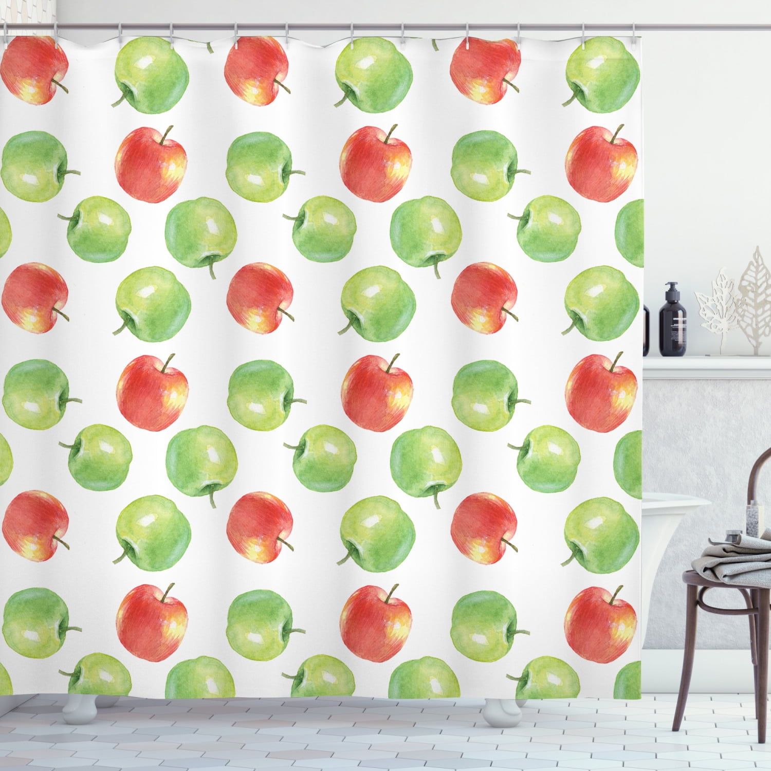 Ambesonne Fruits Shower Curtain, Watercolor Fruit Pattern, 69"Wx70"L ...