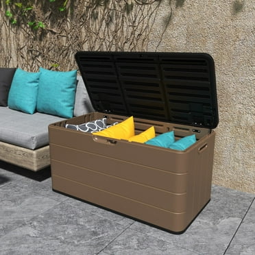 Pool Deck Storage Box, Plastic Outdoor Storage Box for Backyard Patio ...