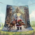 1 Piece Cozy Flannel Blanket with Vintage Santa and Reindeer Pattern ...