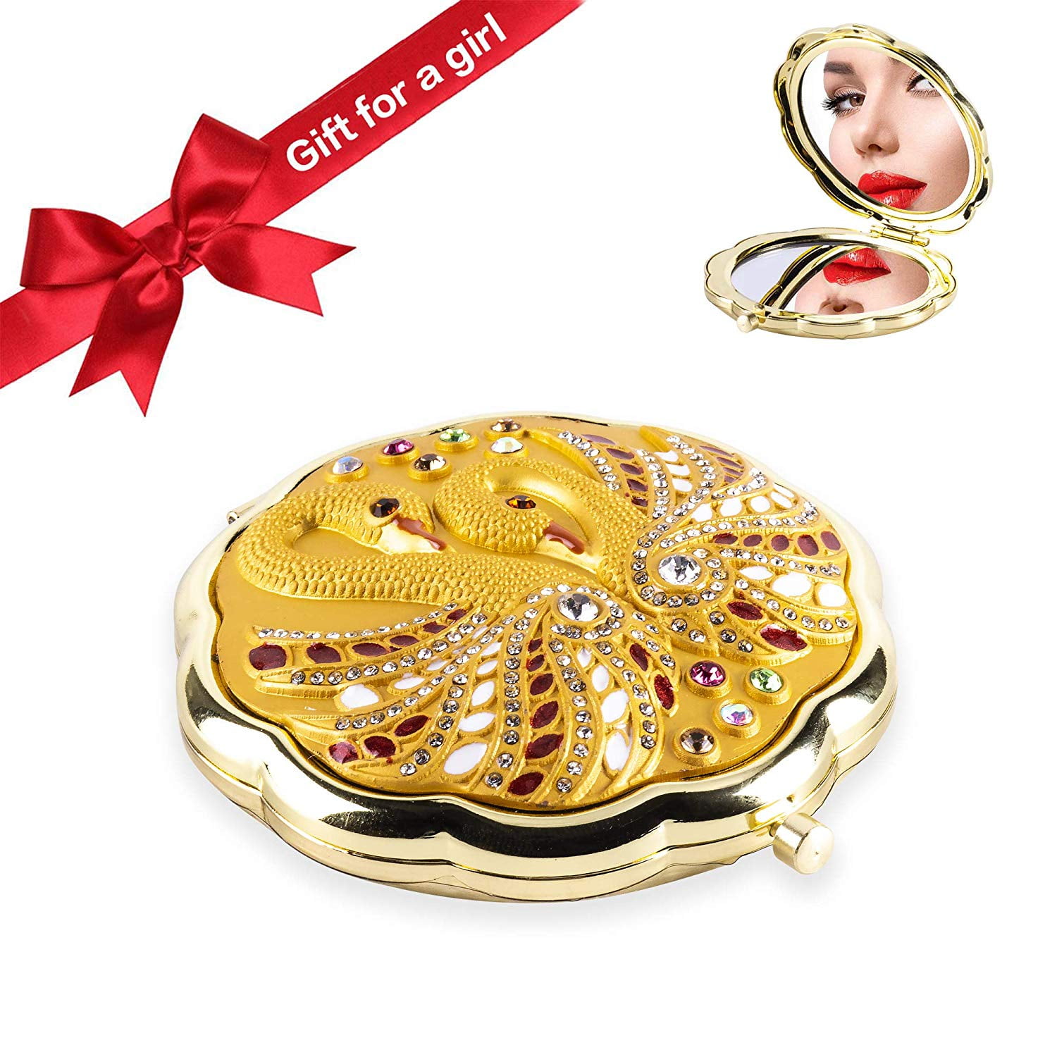 Reactionnx Makeup Mirror Double Sided Round Compact Mirror Portable