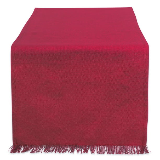 Design Imports Fringed Solid Table Runner, 72"x14", 100% Cotton ...