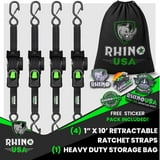 Rhino USA Heavy Duty 1" x 10' Retractable Ratchet Straps 1,209lb Break ...