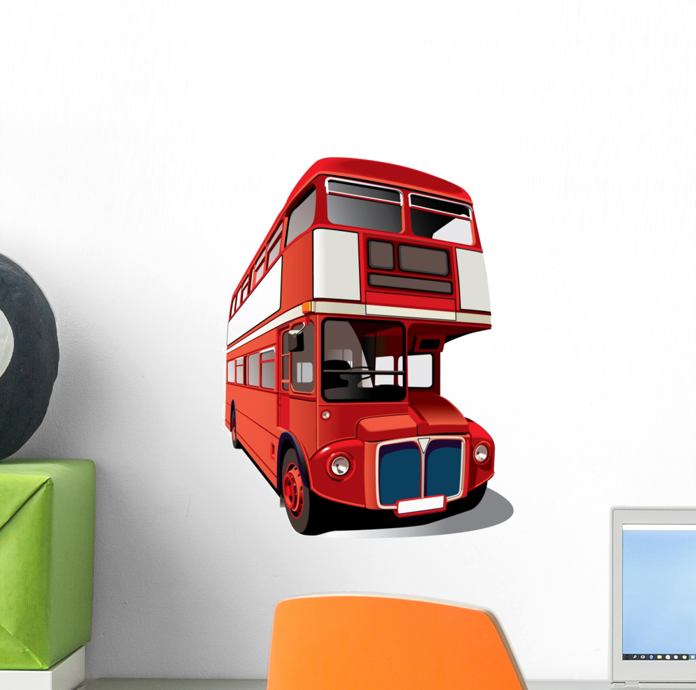 Omnibus Double Decker Bus Wall Decal Sticker, Wallmonkeys Peel & Stick ...