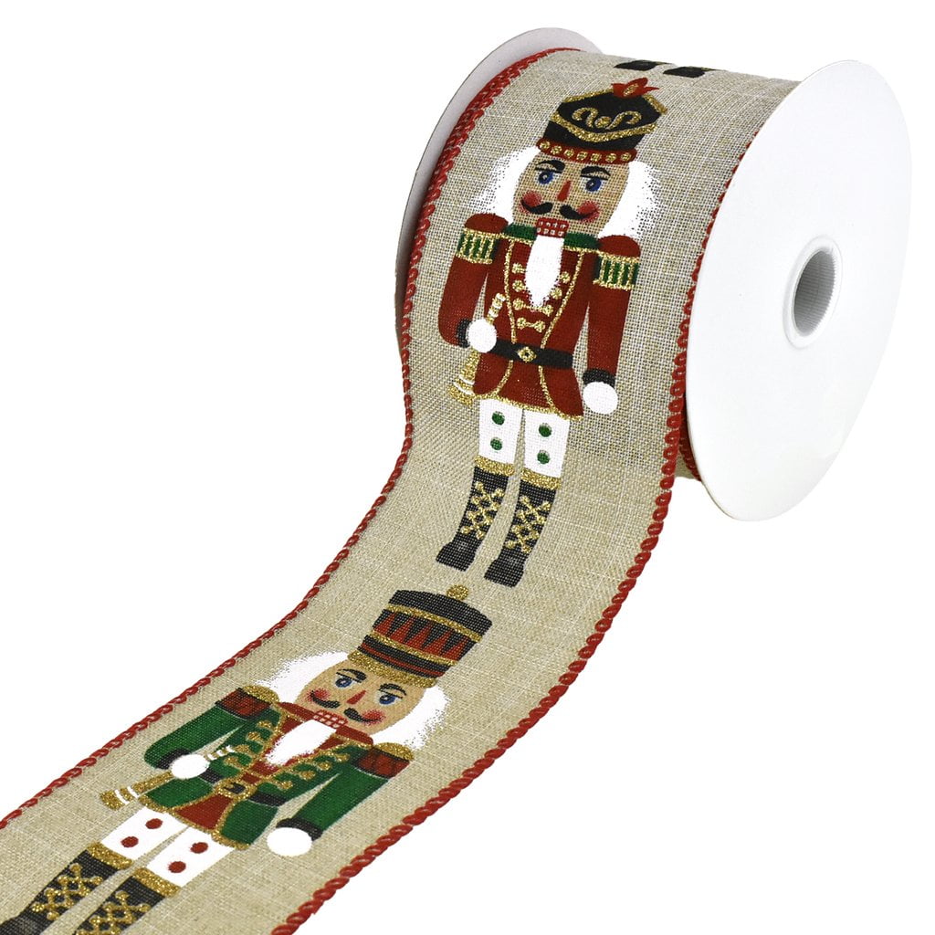 Christmas Nutcracker Soldiers Wired Ribbon, 2-1/2-Inch, 10-Yard - Red ...