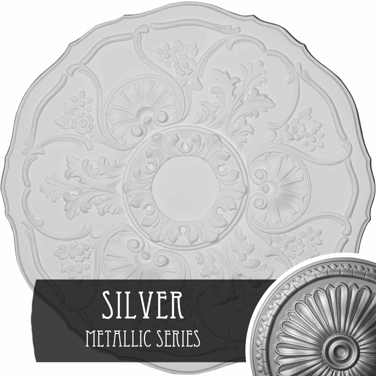 28 1/4"OD x 4"P Cornelia Ceiling Medallion, Hand-Painted Silver ...