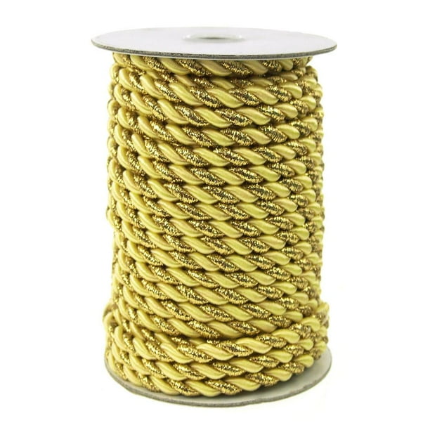 Gold Trim Twisted Cord Rope 2 Ply, 6mm, 25 Yards, Yellow - Walmart.com ...