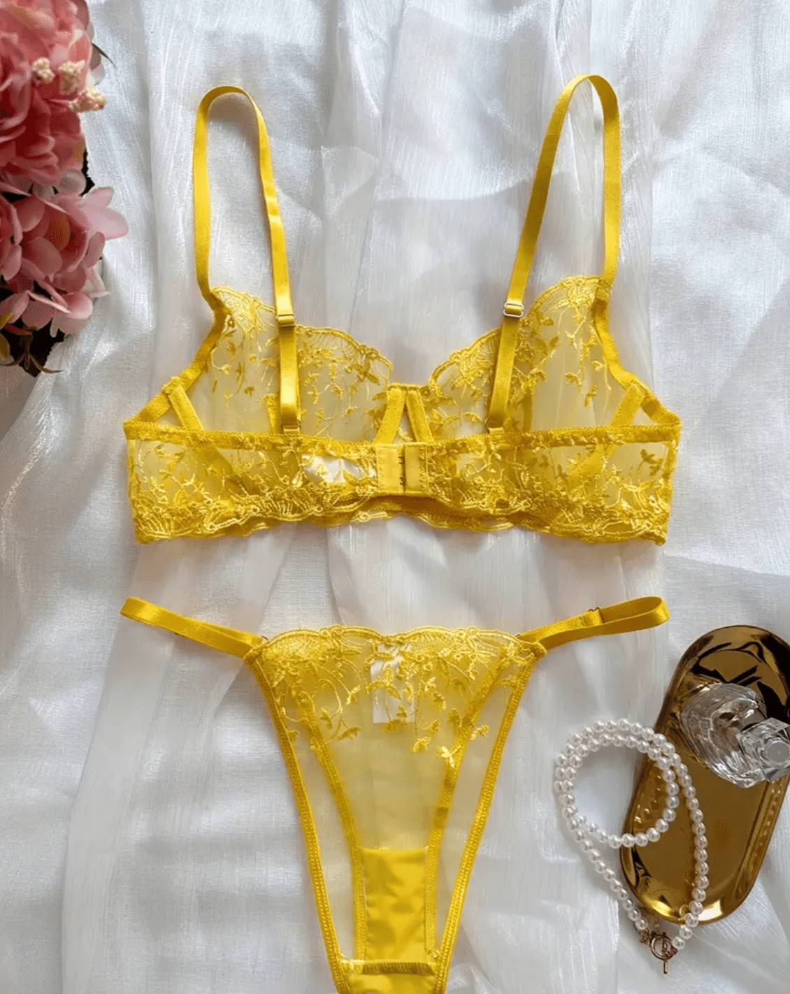 Yellow Lingerie Set See Through Walmart