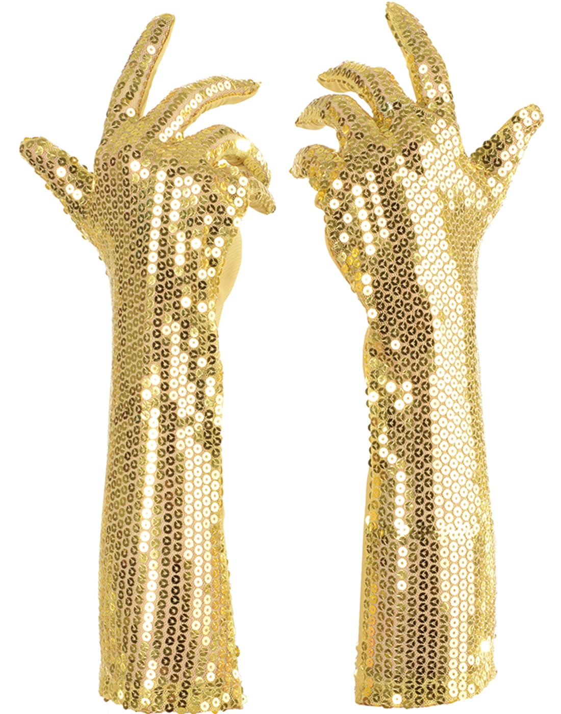 Gold Sequined Long Fancy Adult Womens Flapper Costume Gloves - Walmart.com