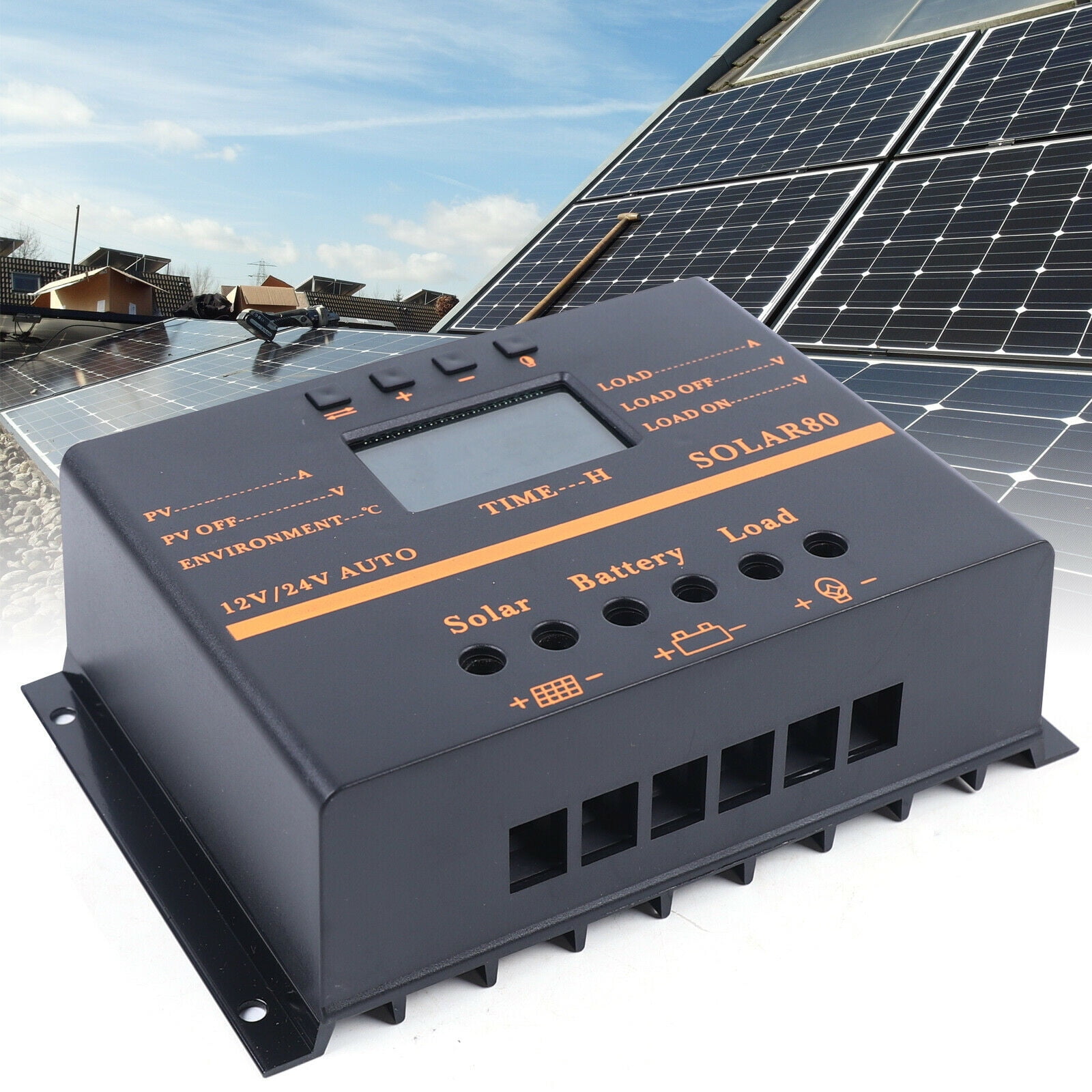 Solar Charge Controller, 80A LCD Solar Panel Battery Charge Controller ...
