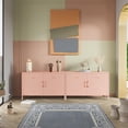 2 Door Metal Cabinet,Pink Steel Storage Locker with Adjustable Shelf ...