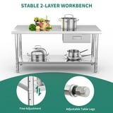 "Dextrus 72""x24"" Stainless Steel Table with Drawer for Kitchen ...
