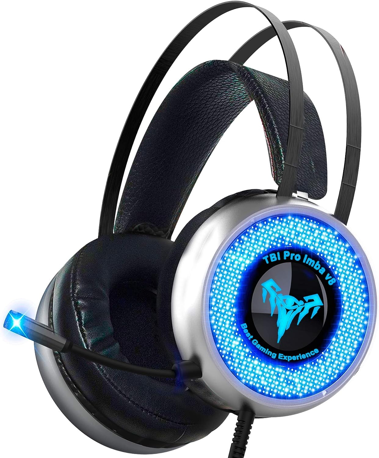 TBI Pro V8 IMBA Gaming Headset with 50MM Dynamics, Comfy Earmuffs, LED ...