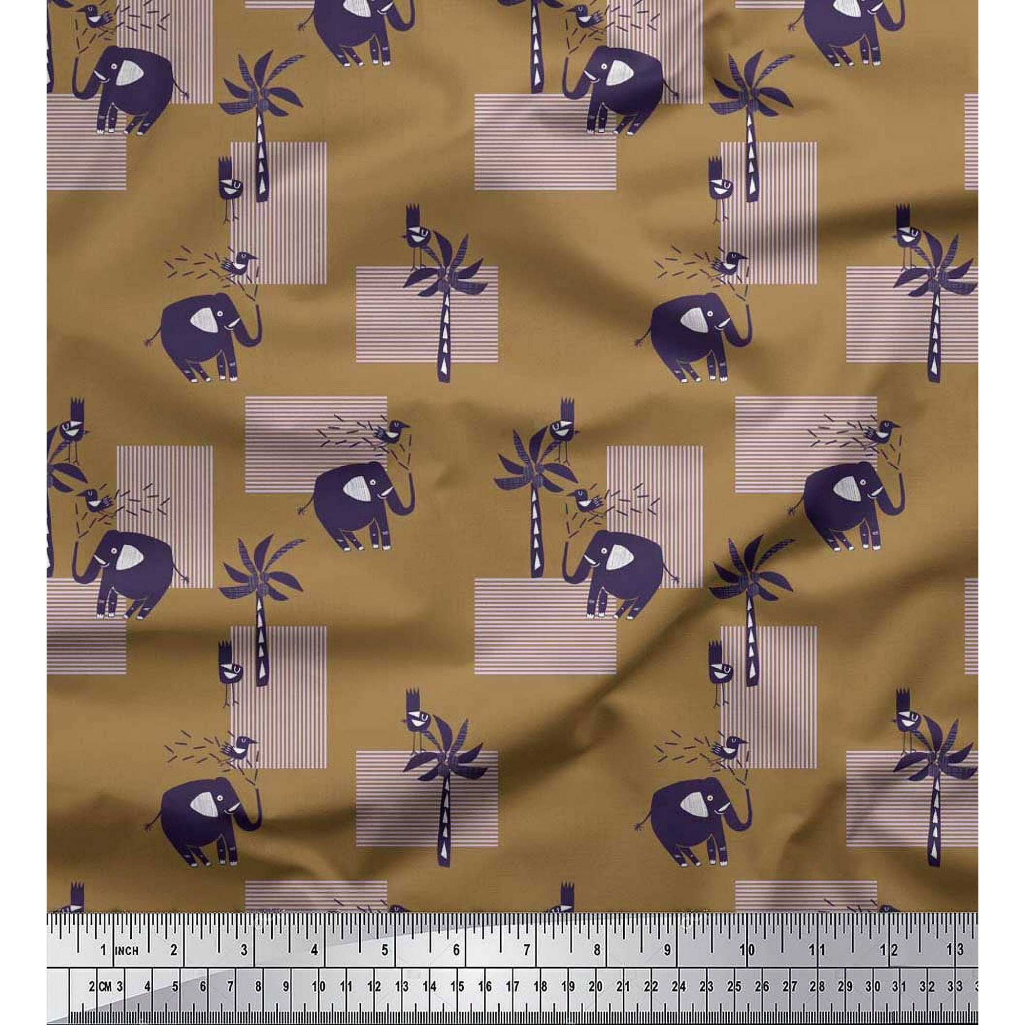 Click here for Soimoi Cotton Cambric Fabric Bird coconut Tree & E... prices