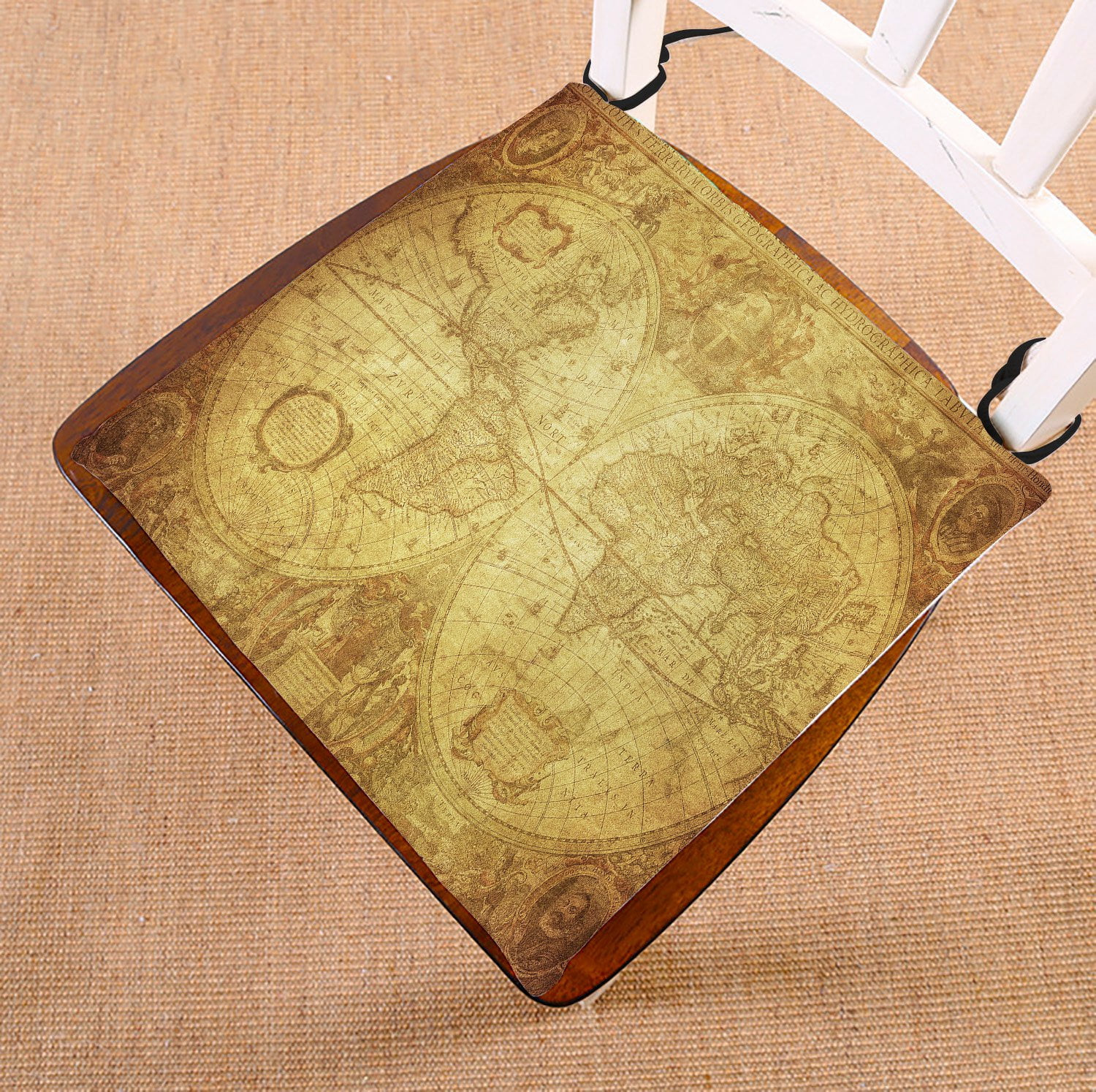 PHFZK Global Map Chair Pad, Ancient World Map Seat Cushion Chair ...