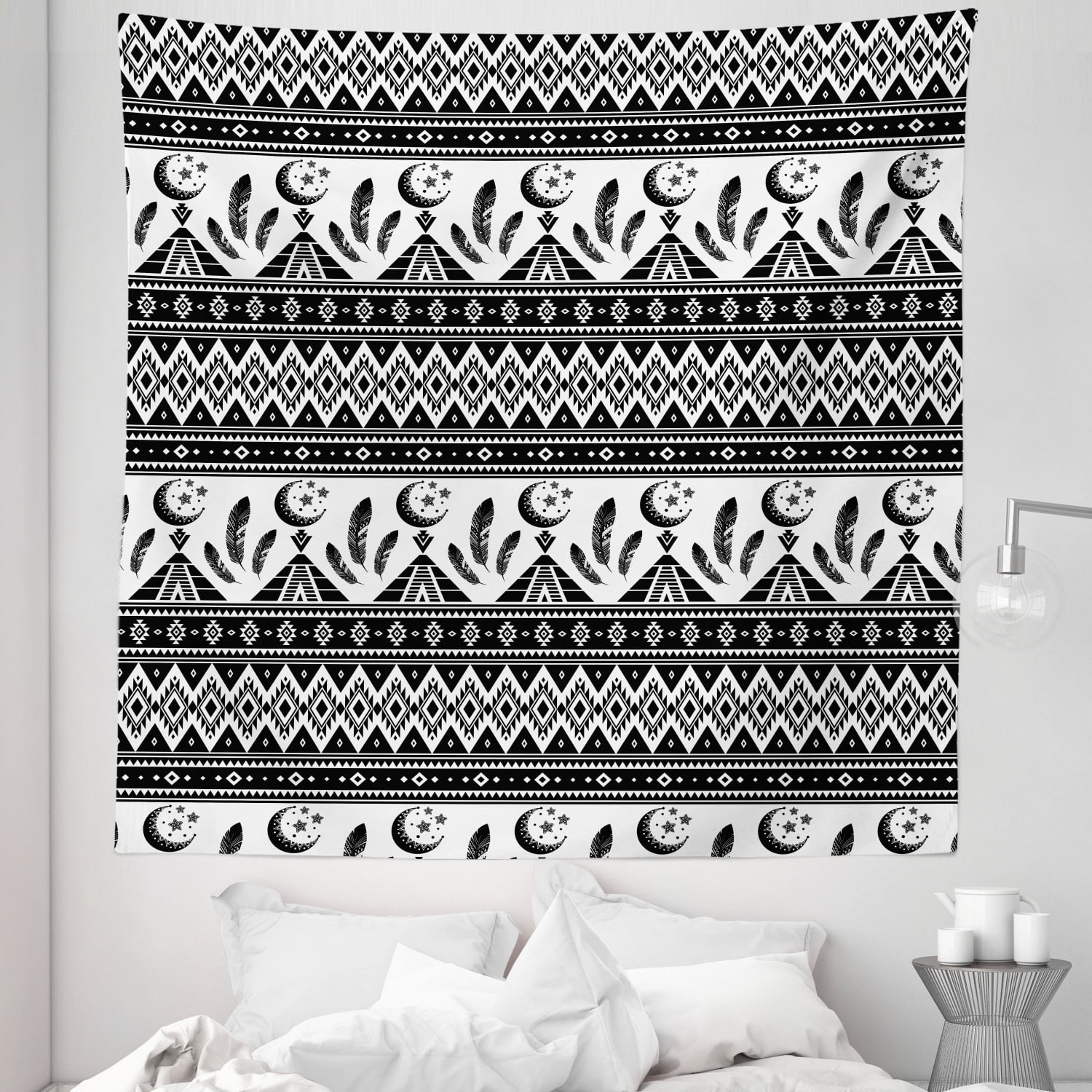 Aztec Tapestry, Tribal Geometric Bohemian Design of Mexican Kingdom ...