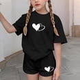 Black Top 2PC Sets for Kids Girl Boy Fall Summer Print Track Athletic ...