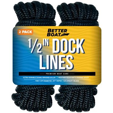 Better Boat Dock Lines Boat Ropes for Docking 1/2" Line Braided Rope 25 ...