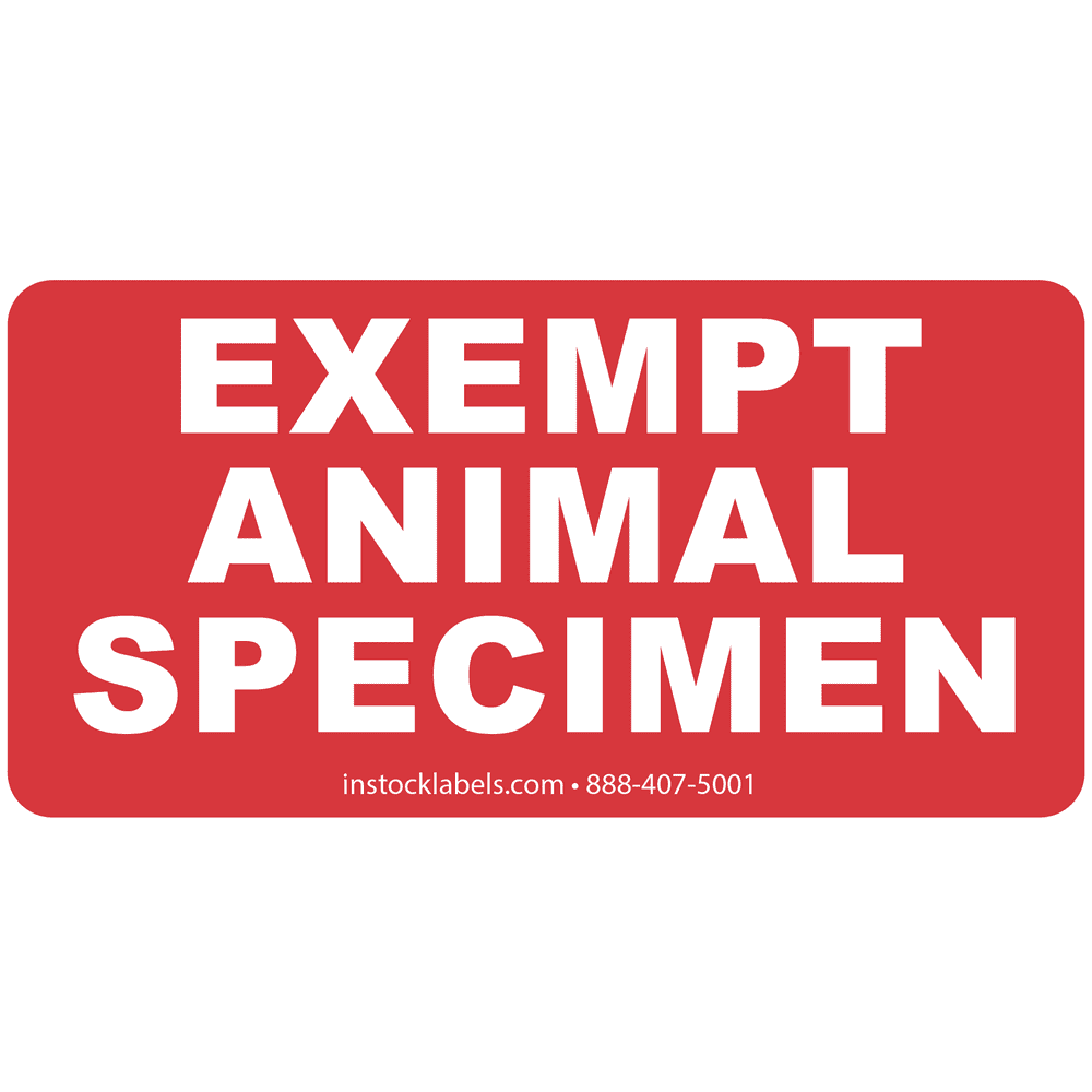Exempt Animal Specimen Warning Labels | 1.5 x 3" Inch | 500 Pack ...