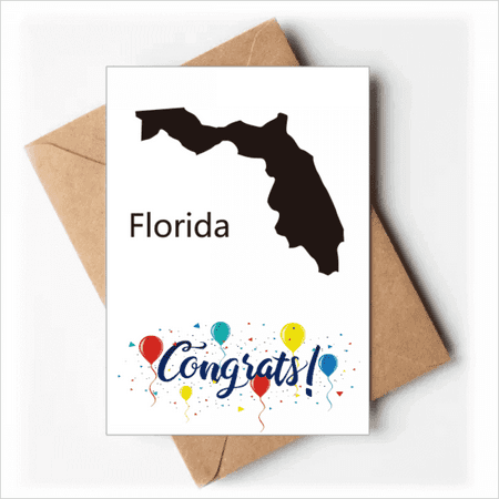 Florida America USA Map Outline Wedding Cards Congratulations Greeting ...