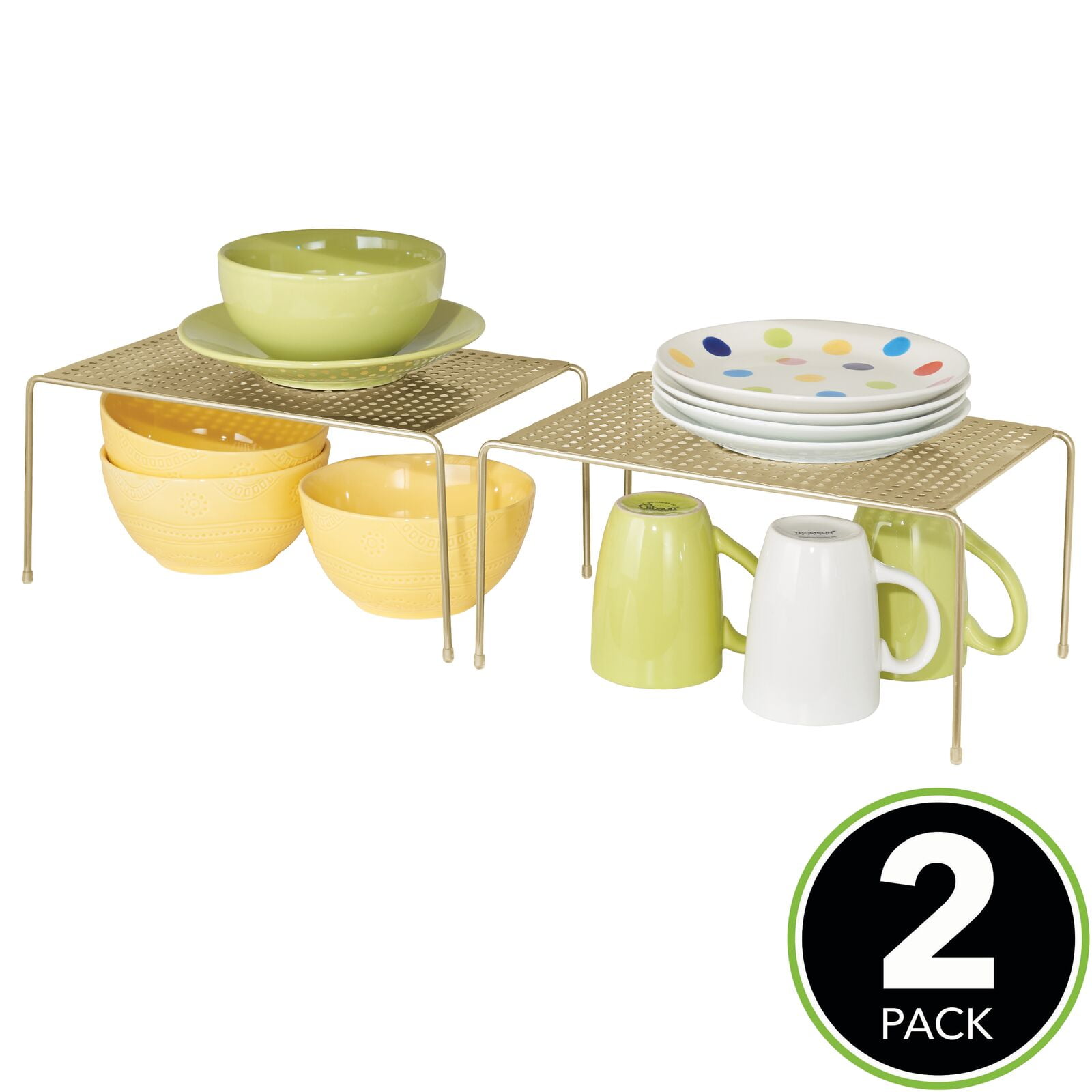 Buy mDesign Small Raised Metal Kitchen Pantry Stacking Plate Organizer ...