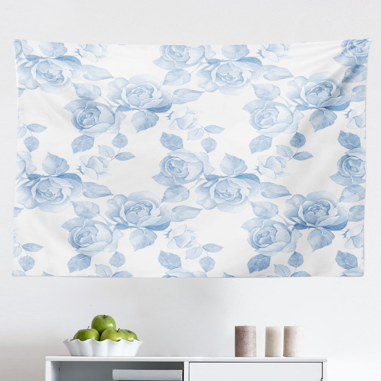 Rose Tapestry, Fresh Seasonal Watercolor Endless Roses and Leafs Buds ...