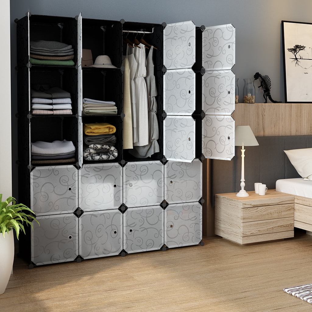 Finether 20-Cube Curly Patterned Black Interlocking Modular Storage ...
