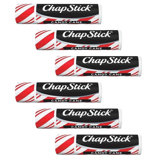 Chapstick Candy Cane Lip Balms, Peppermint, 0.15 Ounce (Pack of 6 ...