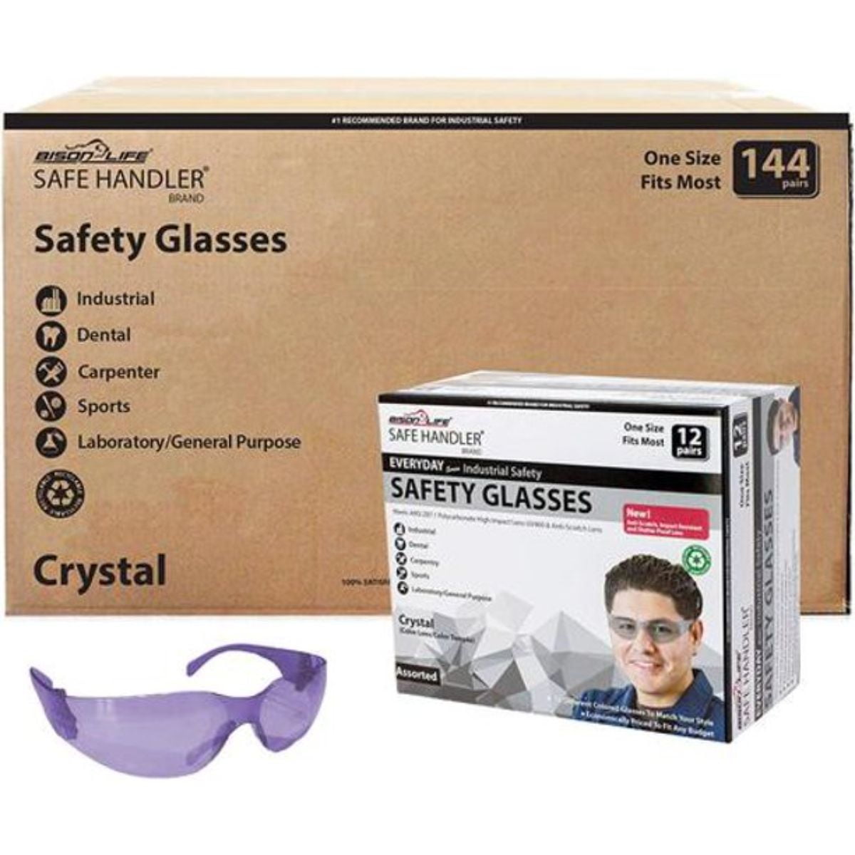 Safe Handler Full Color Purple Safety Glasses For Men/Women (Pack of ...