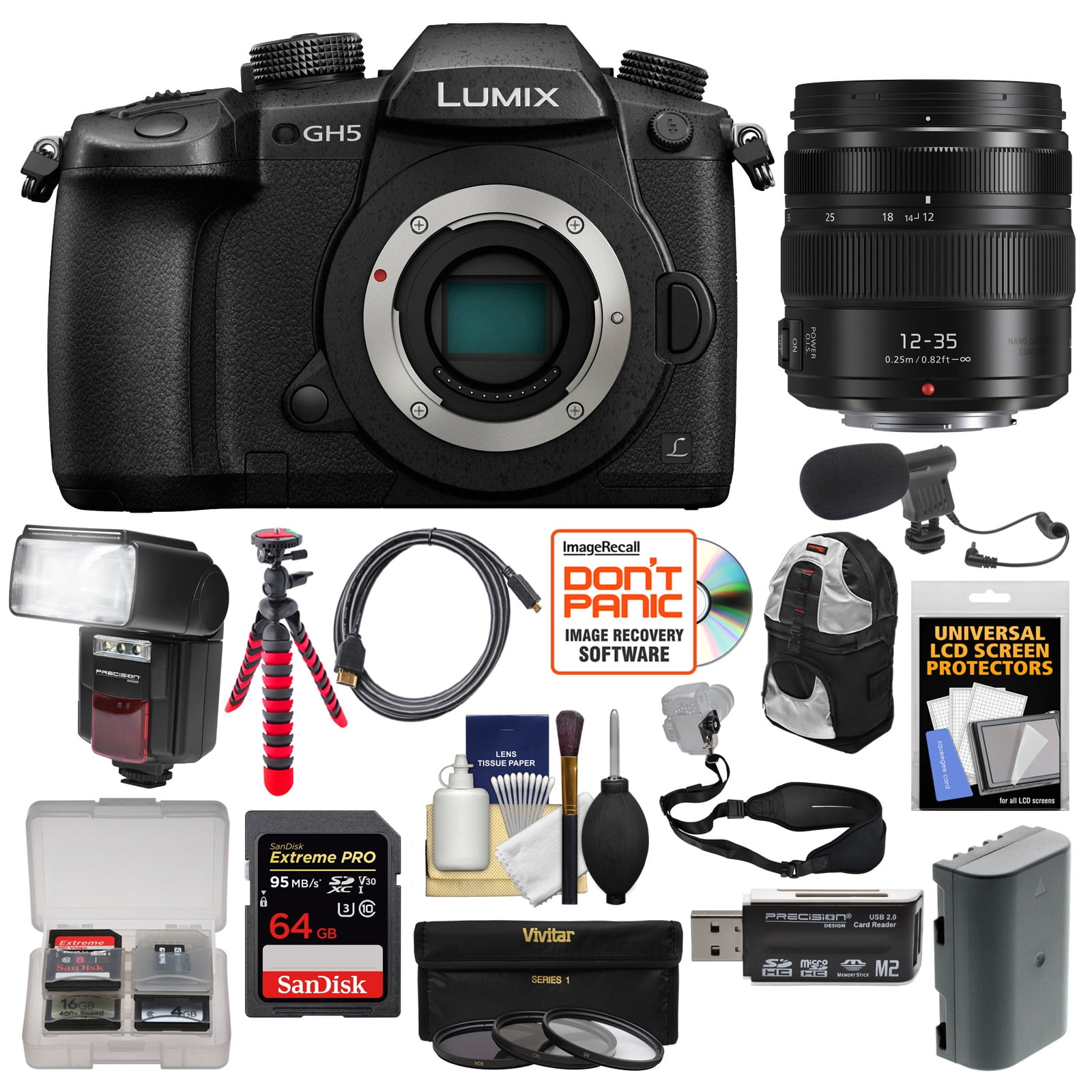 panasonic lumix dc-gh5 wi-fi 4k digital camera body with 35mm t/1.5 ...