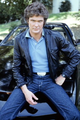 David Hasselhoff Knight Rider 24X36 Poster Black Leather Jacket Sitting ...