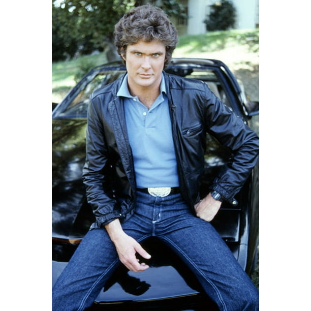 David Hasselhoff Knight Rider 24X36 Poster Black Leather Jacket Sitting ...