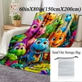 [60x50inch] Dinosaur Cartoon Flannel Blanket, Cartoon Pattern Blanket ...