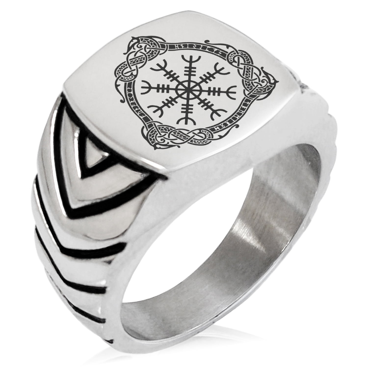 Stainless Steel Aegishjalmur Awe & Terror Helm Viking Rune Chevron ...