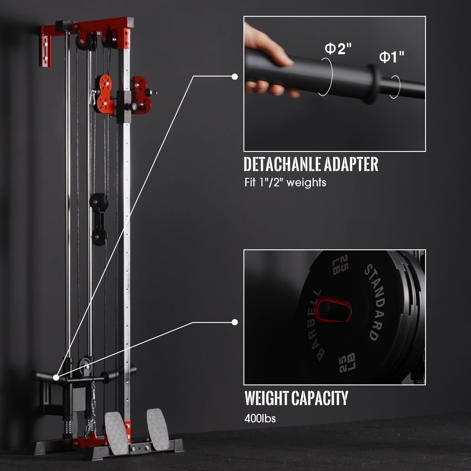 Mikolo Cable Crossover Machine Home Gym with 18 Positions Dual Pulley ...