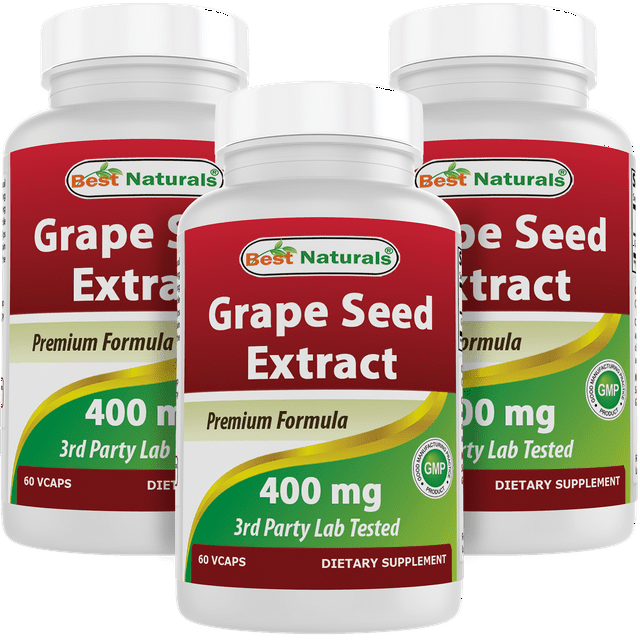 Best Naturals Grape Seed Extract Supplements, 400 mg, 60 Vegetarian ...