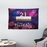 21st Birthday Decorations Tapestry, Happy Birthday Quote with Stars on ...