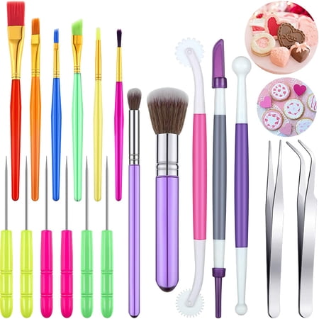 19 Pieces Cake Decorating Tool Set, Sugar Cookie Brushes Fondant Gum ...
