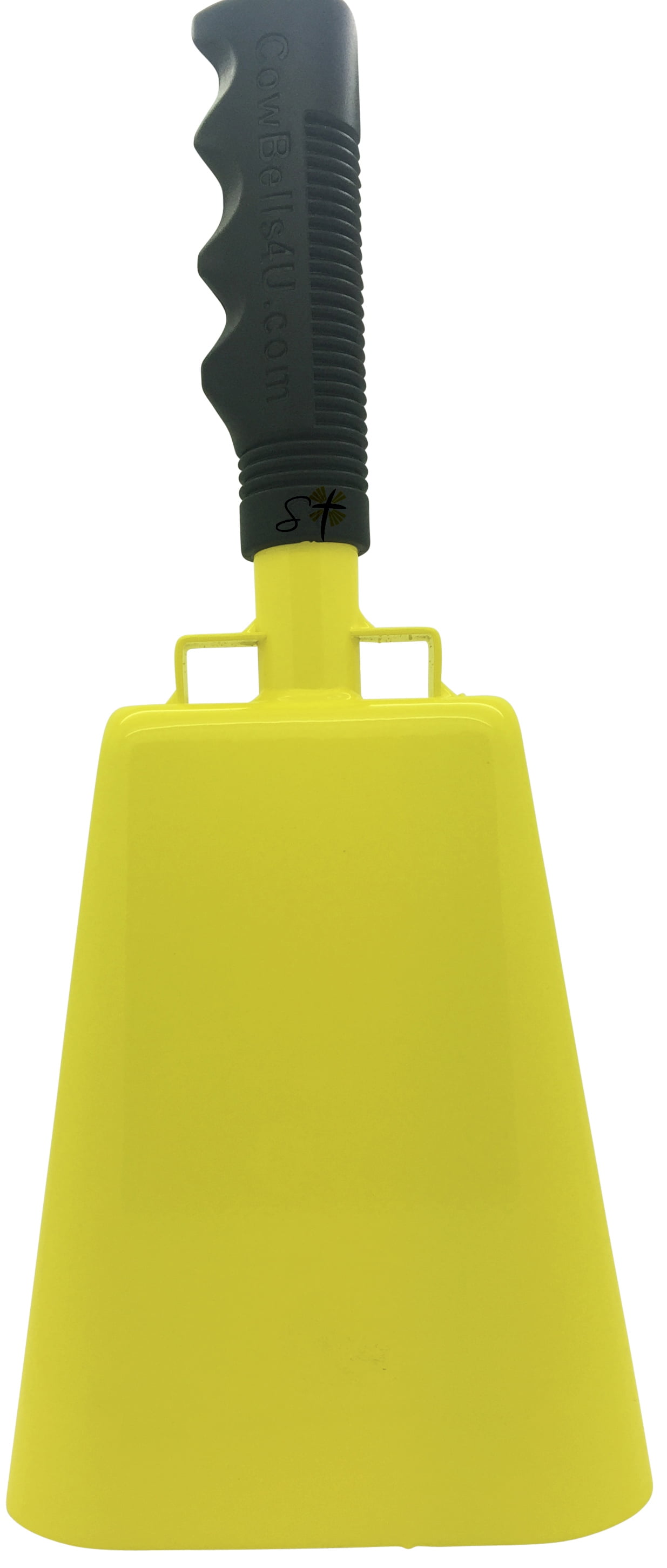 11.2 inch Yellow Bell Black Handle Cowbell with Stick Grip Handle Used ...