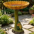 Bird Bath Feeder Standing Resin - Sunflower Garden Bird Bath Bowl Tray ...